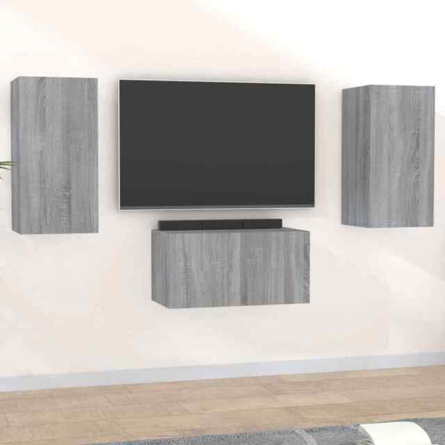 3 Piece Tv Cabinet Set Grey Sonoma Engineered Wood Vidaxl by eBay ...