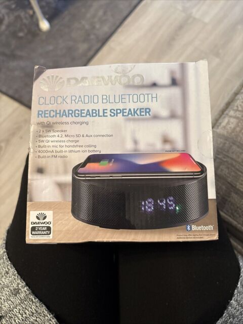 Daewood Clock Radio Bluetooth Rechargeable Speaker With Qi Wireless by ...