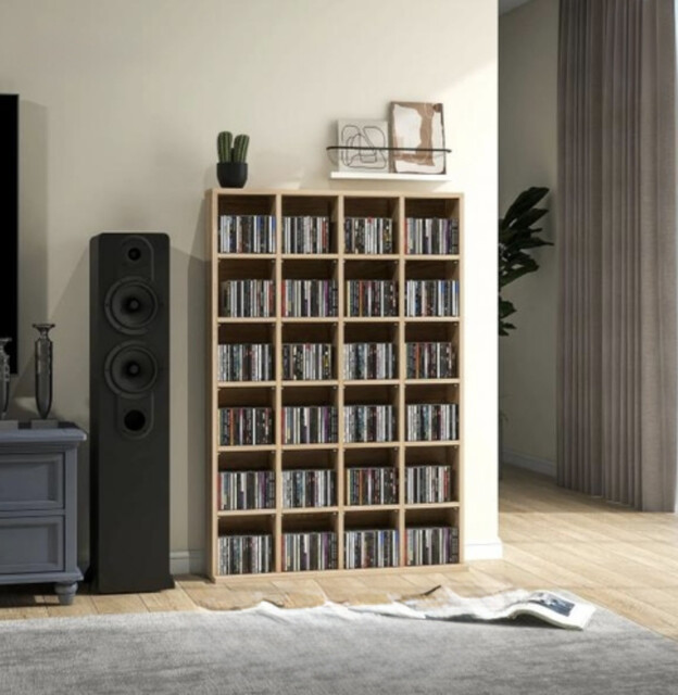 Homcom Cd Storage Unit, Adjustable Shelves, 480cd/312dvd, Wood Finish ...
