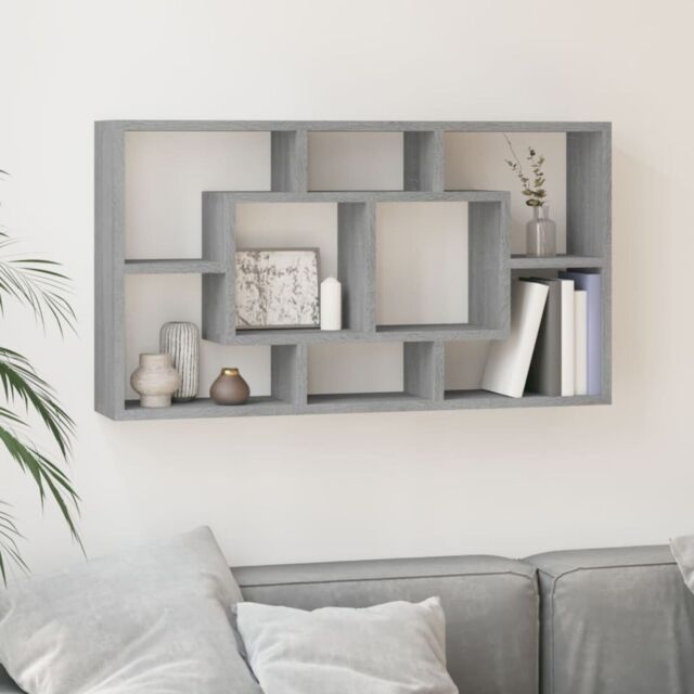 Floating Wall Display Shelf 8 Compartments Hanging Rack Floating Shelf ...
