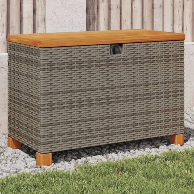 Garden Storage Box Patio Outdoor Storage Box Poly Rattan Acacia Wood by ...