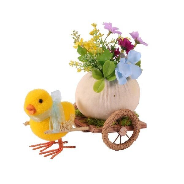 Easter Spring Duck Duckling With Cart & Flowers Display Fun Decoration ...