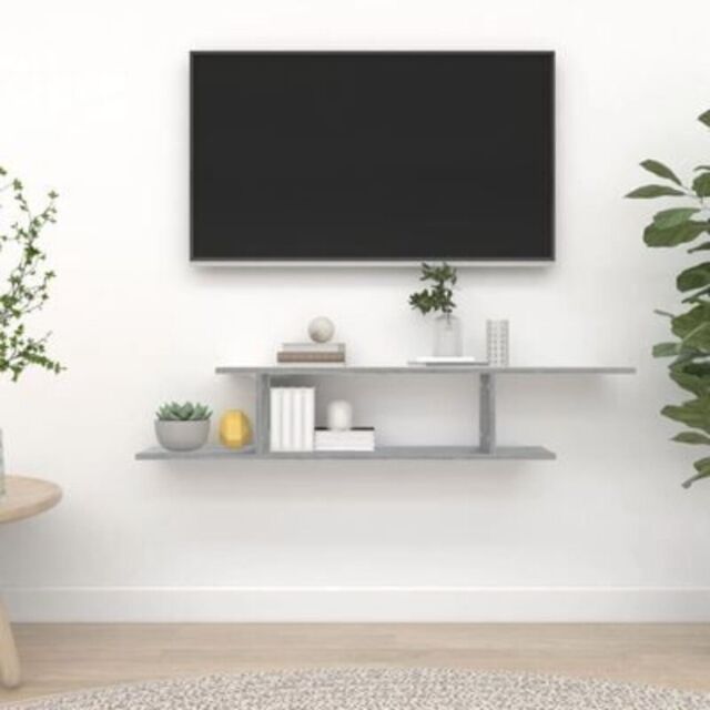 Wall-mounted Tv Shelf Floating Wall Tv Unit Tv Stand Engineered Wood by ...