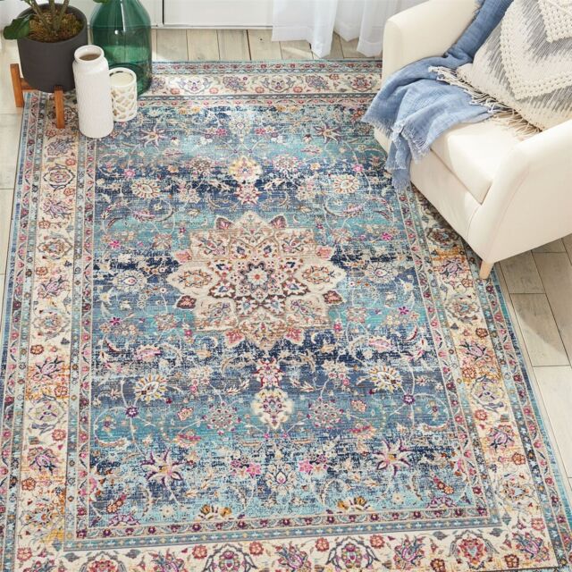 Nourison Blue Vka01 Vintage Medallion Traditional Area Rug - Large by ...