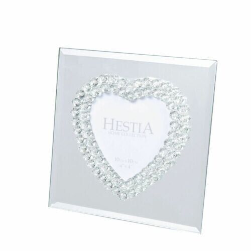 "Hestia Silver Mirror Double Diamante Heart Photo Frame 6 X 6 ...