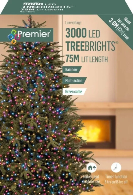 Premier 3000 Led Multi-action Treebrights Christmas Lights With Timer ...