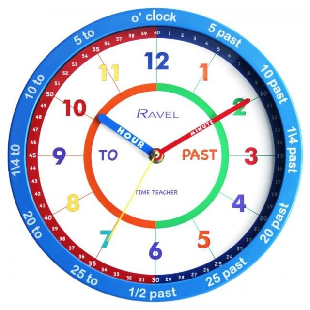Ravel 25cm Time-teacher Wall Clock R.kc.tt Available Multiple Colour by ...