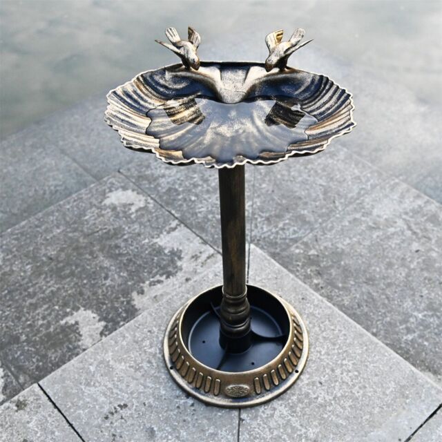 Bronze Effect Clam Shell Bird Bath With Built-in Base Planter Garden by ...