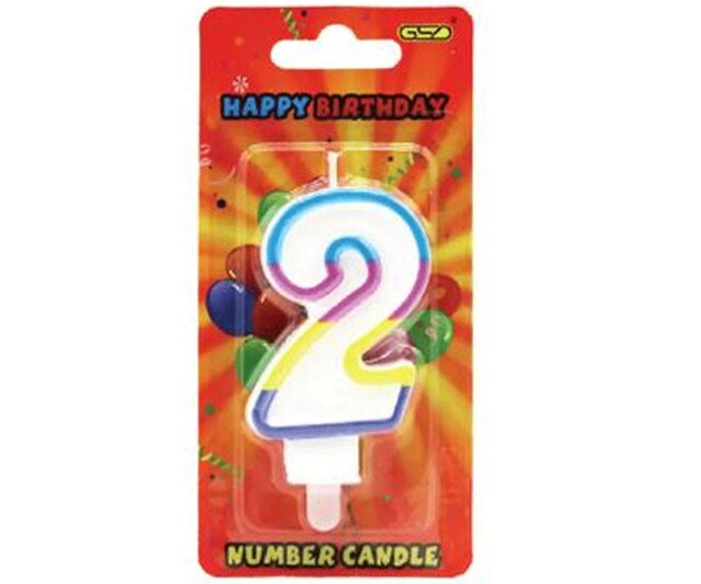 Gsd Rainbow Digit Number 2 Candle - Birthday/anniversary Cake Topper by ...