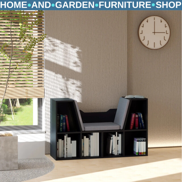 Bookcase Freestanding Durable Cushioned Reading Seat W/ Storage Shelf ...