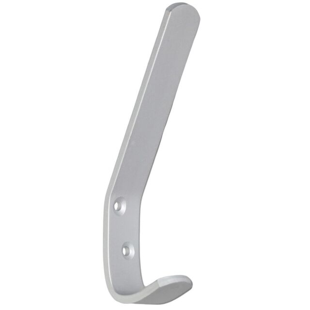 Metal Coat Hook Double Modern Satin Aluminium Silver Changing Room by ...