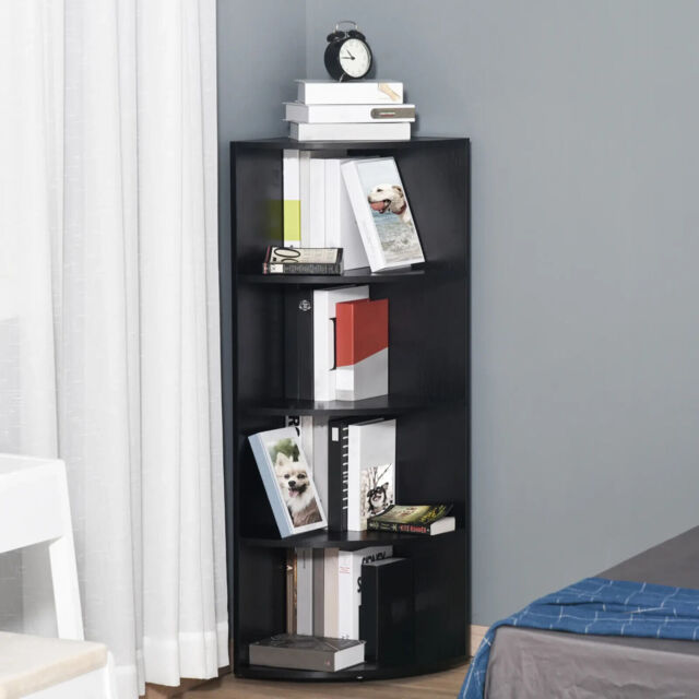 Corner Bookshelf Bookcase 4tier Storage Display Stand Rack Unit by eBay ...