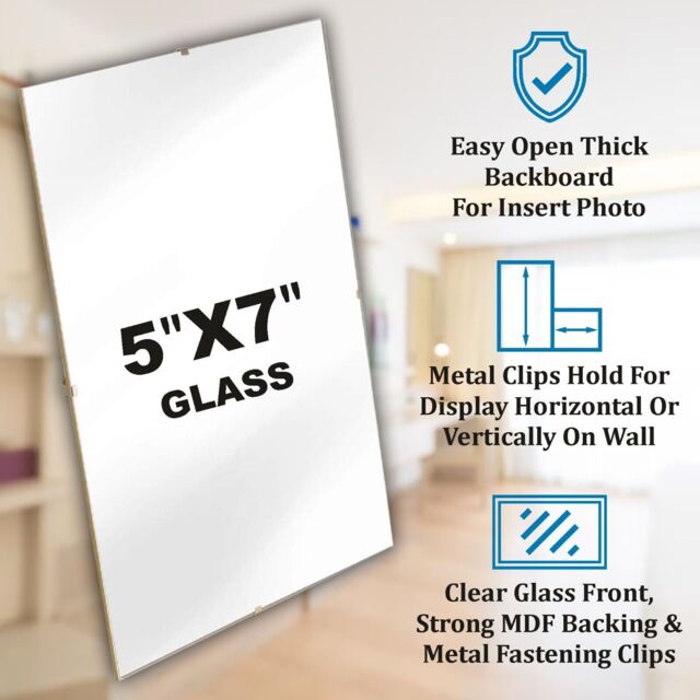 "Glass Clip Frame 5"" X 7"" Frameless Photo Picture Poster Frames Home ...