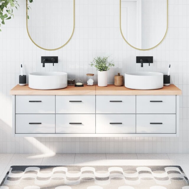 Bathroom Countertop Vanity Top Wash Basin Worktop Treated Solid Wood by ...