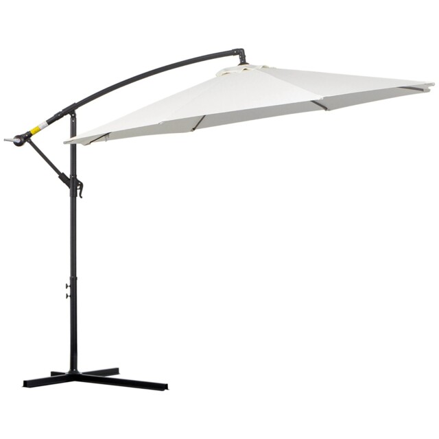 Outsunny 3(m) Outdoor Garden Banana Parasol Cantilever Umbrella, Cream ...