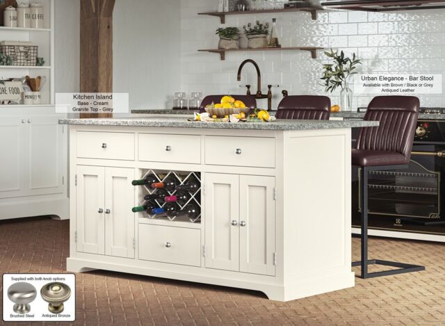 Baumhaus Cream Kitchen Island With Grey Granite Worktop by eBay ...