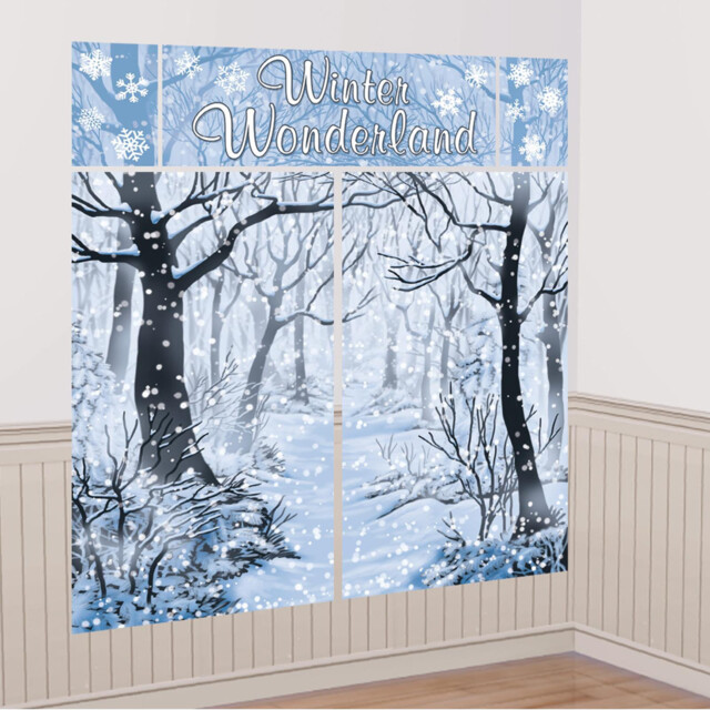 Christmas Winter Wonderland Scene Setter Snowy Forest Decoration by ...