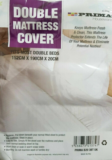 Prima Double Sized Mattress Water Proof Vinyl Fitted Bed Cover Sheet by ...