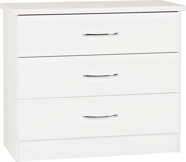 Nevada 3 Drawer Chest In White Gloss With Metal Runners by eBay ...