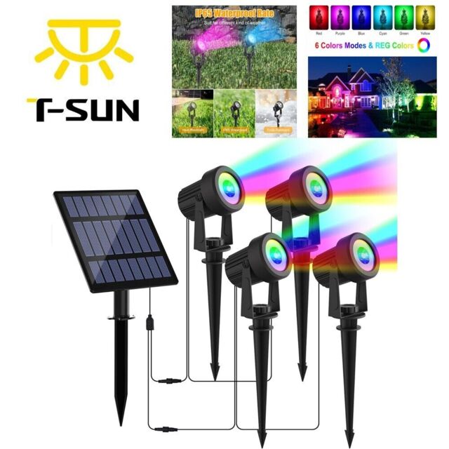 4 In 1 Solar Powered Led Spot Light Outdoor Landscape Garden Rgb Color ...