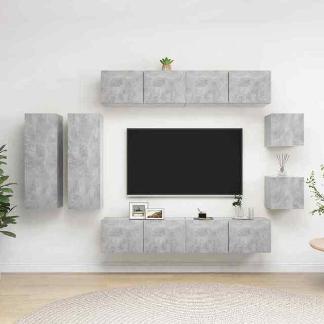 8 Piece Tv Cabinet Set Concrete Grey Engineered Wood Vidaxl by eBay ...