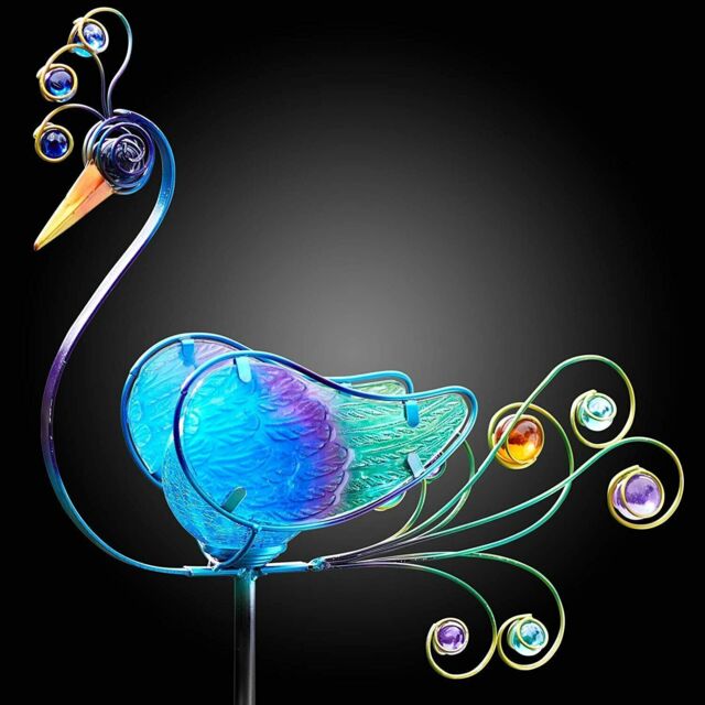 Large Solar Peacock Led Stake Light Garden Ornament Exotic Bird Decor ...