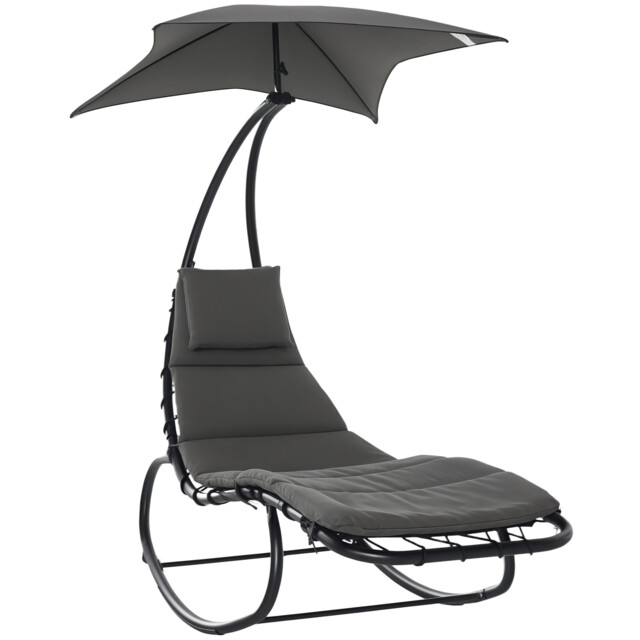 Outsunny Patio Rocking Chaise Lounge Rocking Bed With Canopy Cushion by ...
