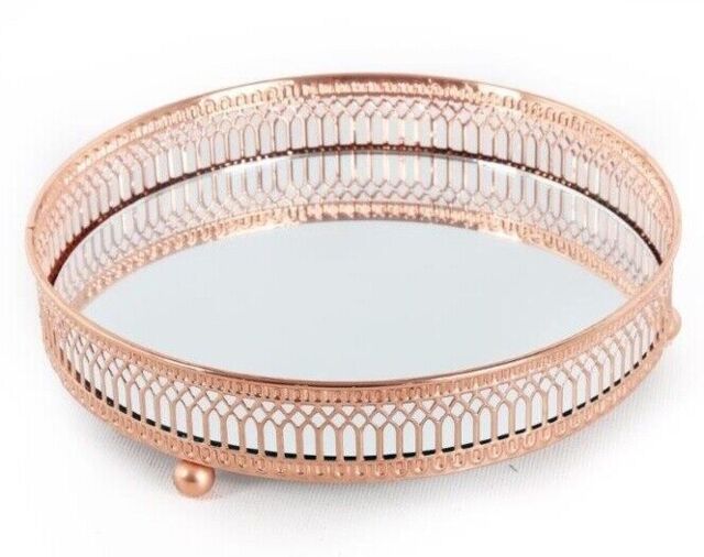 Copper Effect Mirror Tealight Candle Tray Plate 20cm by eBay | ufurnish.com