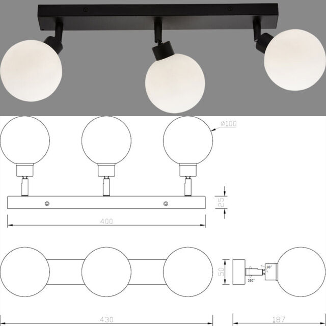 Knightsbridge Ba01b3mb Ip44 G9 Triple Bar Spot Light Wall Ceiling by ...