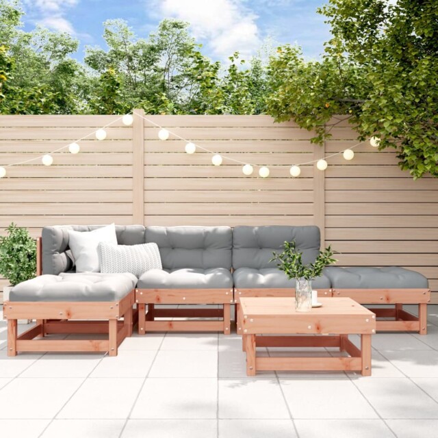 Garden Lounge Set Outdoor Modular Sofa Set 6 Piece Solid Wood Pine by ...