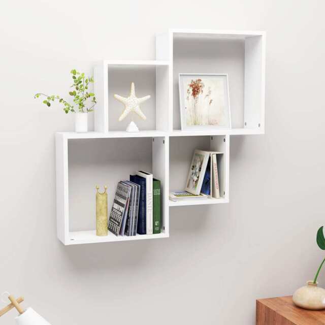 Wall Cube Shelf White 80x15x78.5 Cm Engineered Wood by eBay | ufurnish.com