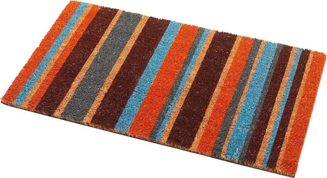 Addis Door Mat 100% Natural Coir Pile With Multi Colour Stripe Design ...