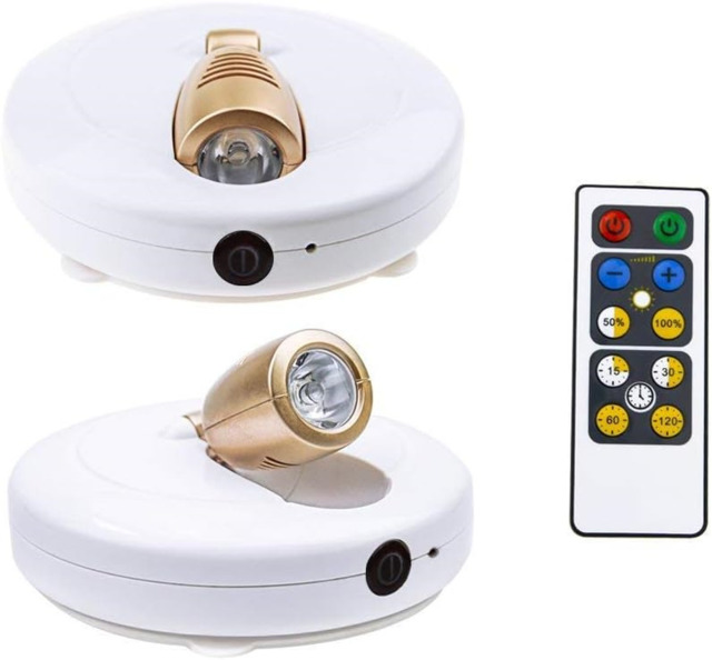 Wireless Led Spotlights Dimmable Remote Control Battery Powered Puck by ...