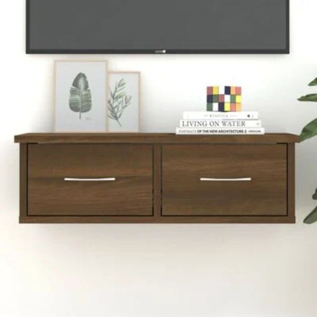 Wall Cabinet 2 Drawer Shelf Wall Mounted Floating Rack Storage Cabinet ...