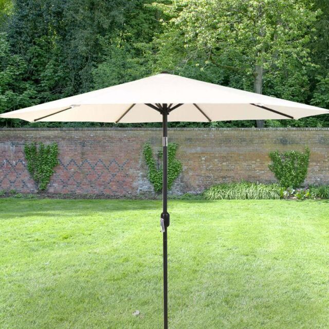 Garden Metal Patio Garden Umbrella Parasol Crank & Tilt Cream Outdoor ...