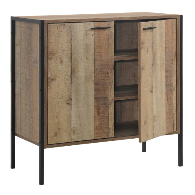 Sideboard Cabinet Unit Rustic Industrial Style - Metal Frame & Handles ...