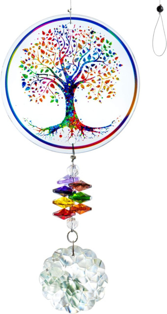 Crystal Rainbow Suncatcher Glass Tree Of Life Ornaments,hanging Chakra ...