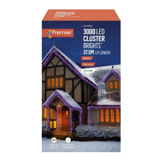 Premier 3000 Multicoloured Christmas Led Cluster Lights by eBay ...