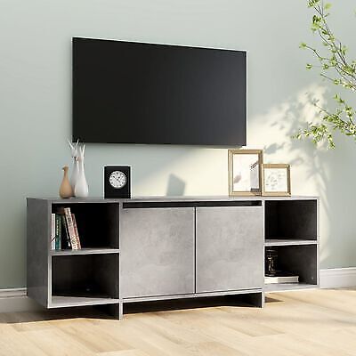 Itzcominghome Concrete Grey Tv Unit Wooden Tv Stand Shelves Storage by ...