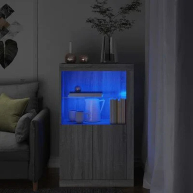 Led Sideboard Cabinet Home Side Storage Cupboard Buffet Led Lights by ...