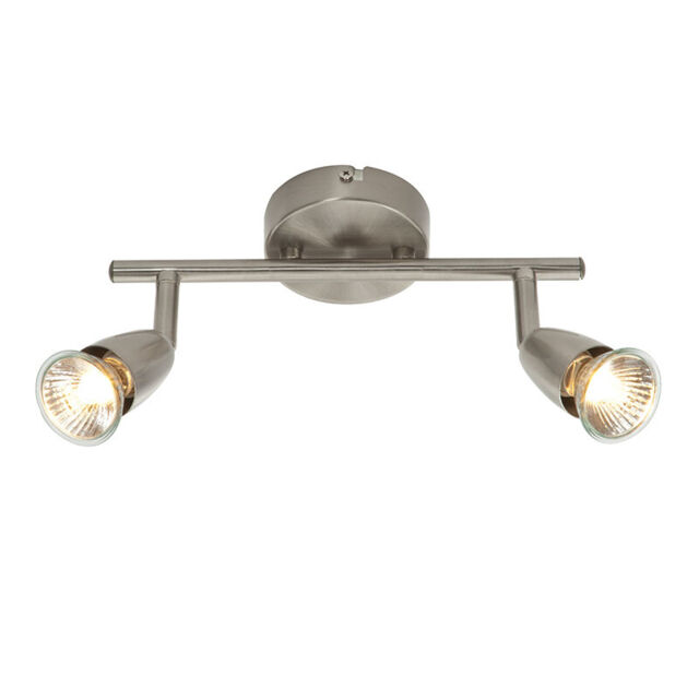 Brushed Satin Chrome 2 Way Gu10 Bar Double Ceiling Spotlight Halogen by ...