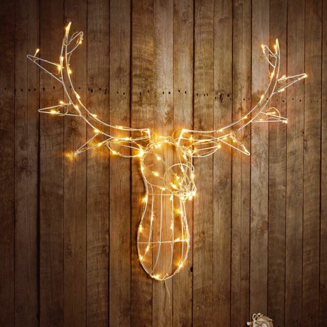 85cm Light Up Reindeer Stag Head Wall Mount 80 Led Xmas Decoration by ...