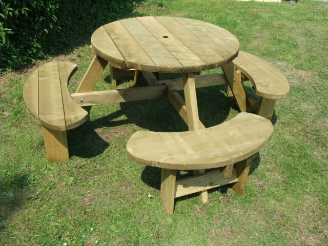 Buy 2 No Winchester Picnic Table 8 Seats Round Pub Bench Garden by eBay ...