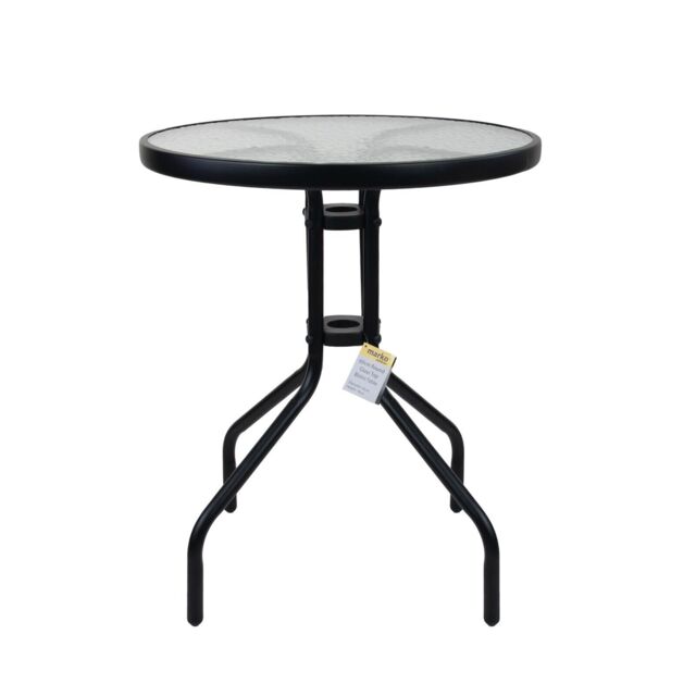 Round Bistro Table Black Frame Glass Top Outdoor Garden Patio by eBay ...