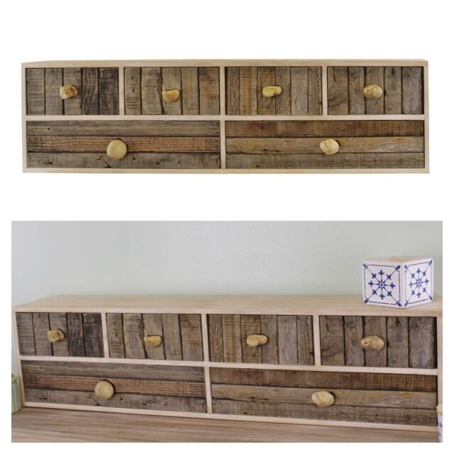 Rustic 6 Drawer Desk Trinket Chest Wall Mount Free Standing Unit by ...