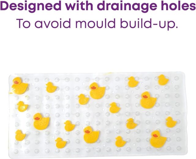 Duck Bath Mat Rectangle Anti-slip With Suction Pads & Drain Holes Bath ...
