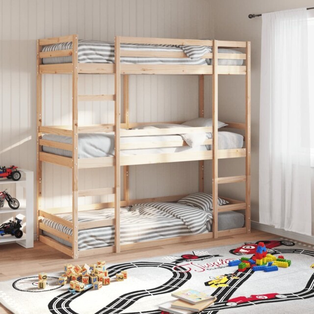 Triple Bunk Bed Toddler Loft Bed Bedroom Bed Frame Solid Wood Pine by eBay | ufurnish.com