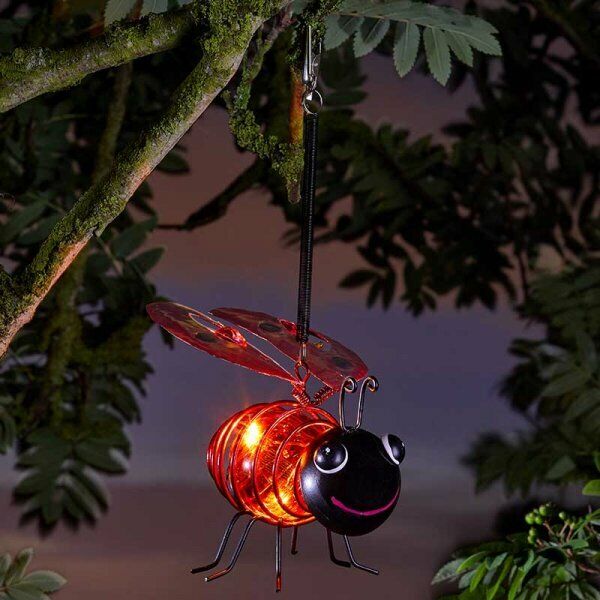 Bouncing Lady Bug Hanging Solar Powered Fun Led Decorative Ladybird by ...