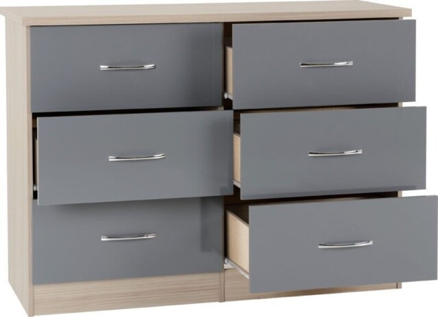 Nevada 6 Drawer Chest In Grey Gloss by eBay | ufurnish.com