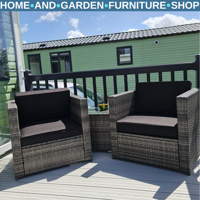 Grey Rattan Sofa Set 3 Piece Patio Garden Funrniture 2 Seater With by ...